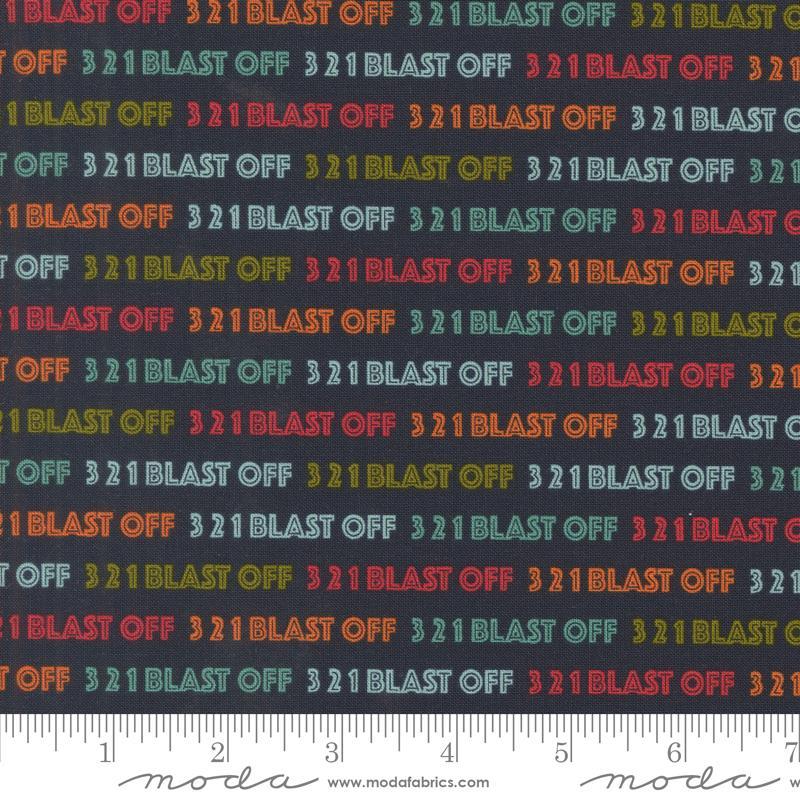 321 Blast Off by Moda Fabrics COUNTDOWN TEXT/NIGHT SKY – Arizona Quilts