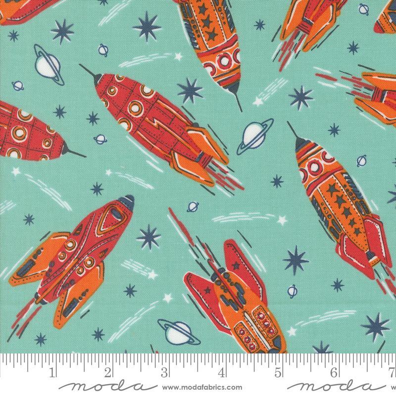 321 Blast Off by Moda Fabrics VINTAGE ROCKETS/BLUE NEBULA – Arizona Quilts