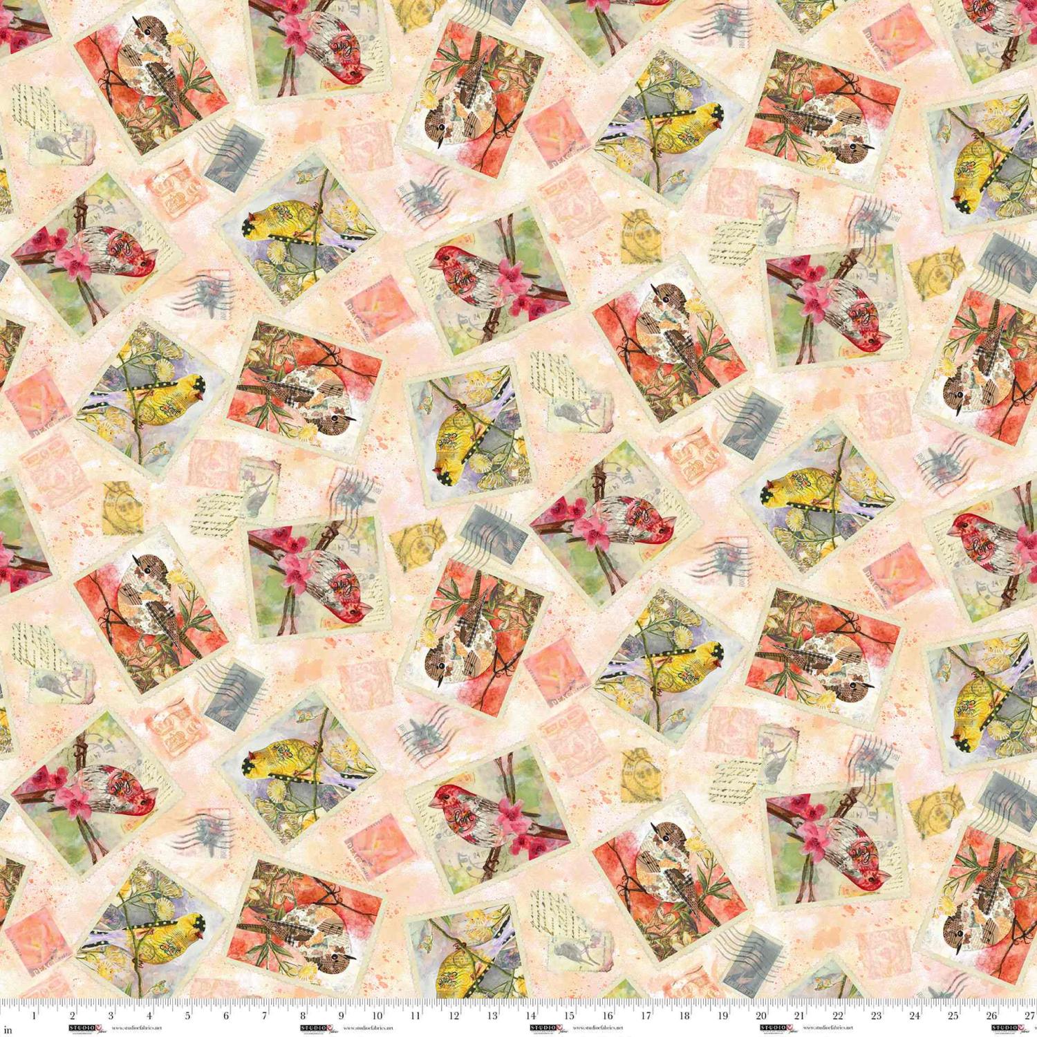 Air Mail by Studio E Fabrics POSTAGE STAMPS/PEACH – Arizona Quilts
