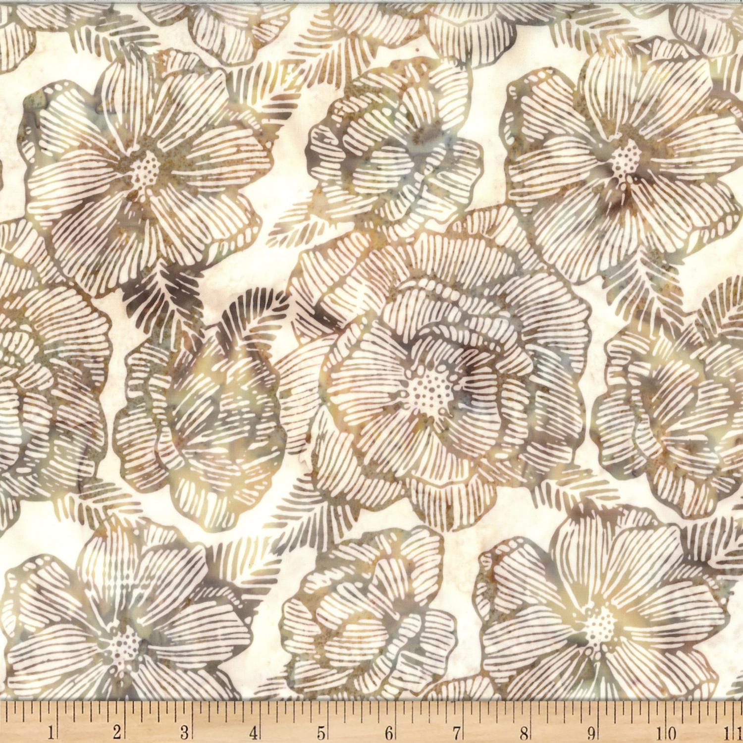 Bali Batiks by Hoffman Fabrics STRIPEY FLORAL/WHEAT – Arizona Quilts