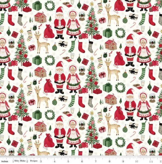 Charming Christmas by Riley Blake SANTA & MRS CLAUS/CLOUD – Arizona Quilts