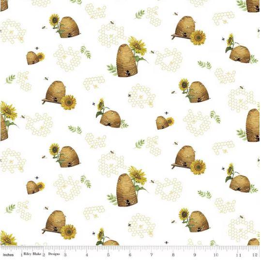 Honey Bees and Flowers Please by Riley Blake BEEHIVES/WHITE – Arizona ...