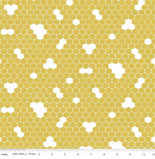 Honey Bees and Flowers Please by Riley Blake HONEYCOMB/GOLD – Arizona ...