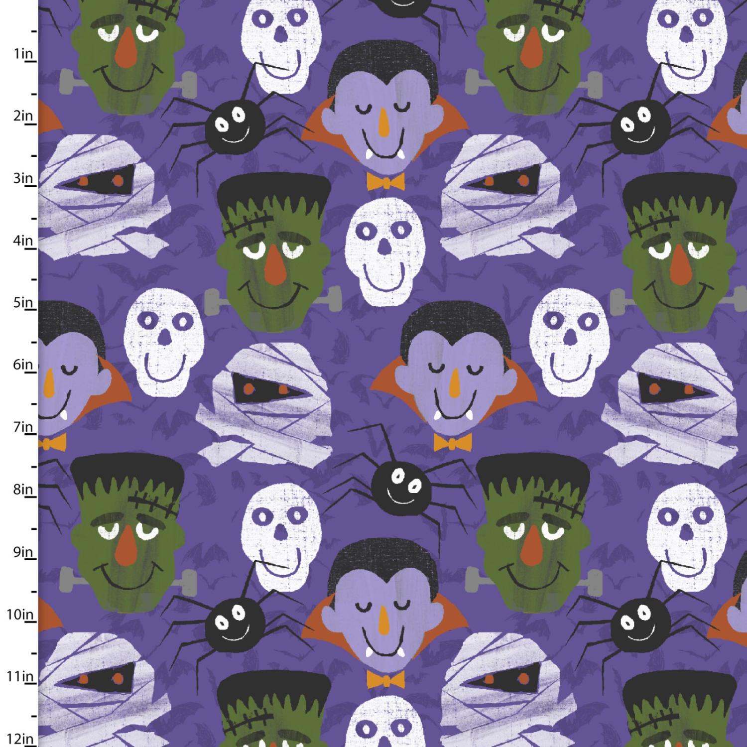 Monster Squad by 3 Wishes Fabrics MONSTERS/PURPLE – Arizona Quilts