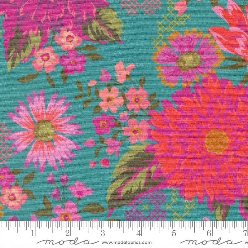 Parlor by Moda Fabrics HAPPY BLOOMS/TEAL – Arizona Quilts