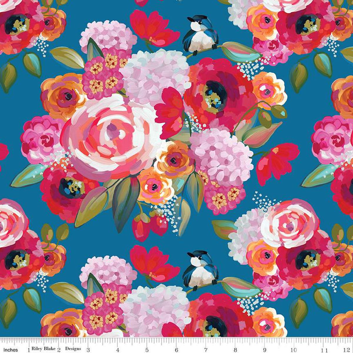 Poppies & Plumes by Riley Blake LG FLORAL/OCEAN – Arizona Quilts