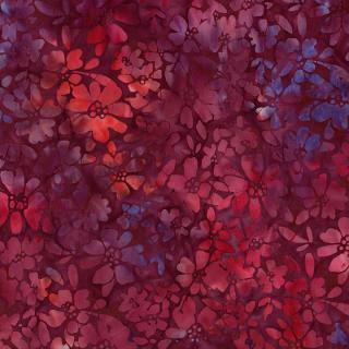 Seaside Sunset Batiks by Riley Blake PACKED FLORAL/BLACK CHERRY CHUTNE ...