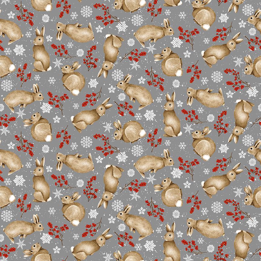 Snow Crew by Henry Glass TOSSED BUNNIES/GRAY – Arizona Quilts