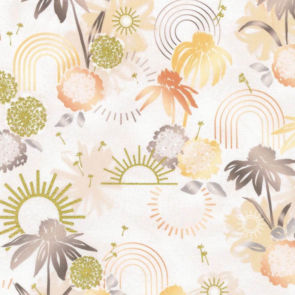 Wishwell: Summerstone by Robert Kaufman Fabrics SUN, FLOWERS/NATURAL ...