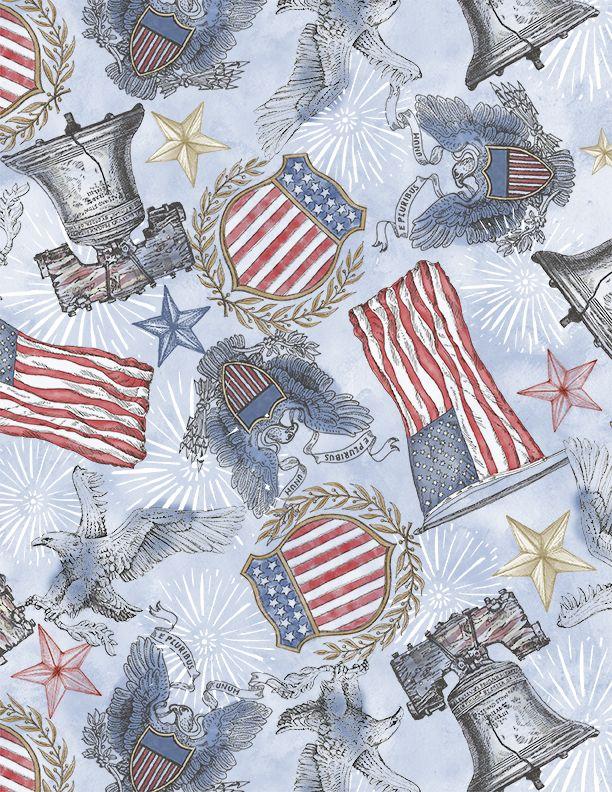 Colors of Courage by Wilmington Prints PATRIOTIC TOSS/BLUE – Arizona Quilts