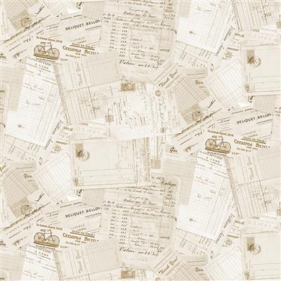 Low Key by Clothworks RECEIPTS/LT KHAKI – Arizona Quilts