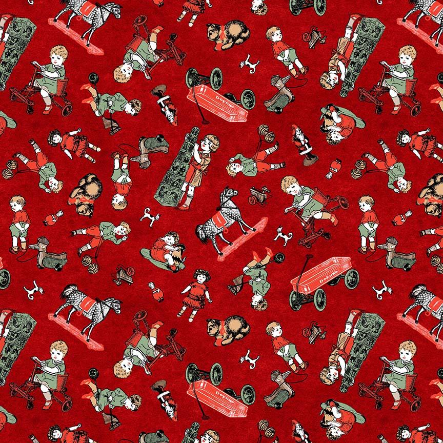 Vintage Whisper from Santa by Studio E Fabrics VINTAGE TOYS/RED ...